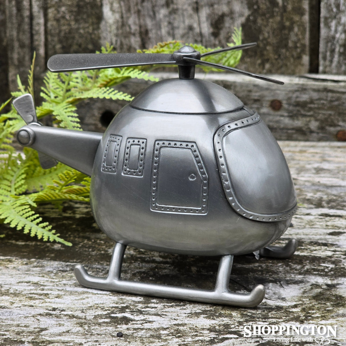 Pewter Helicopter Money Box – Shoppington