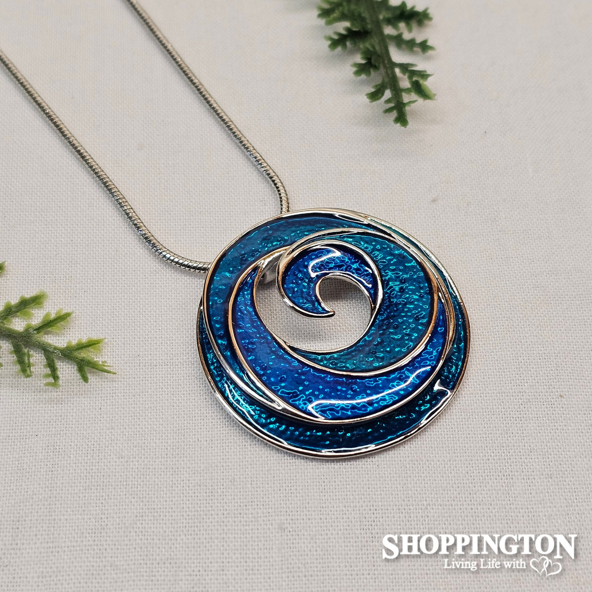 Necklace - Blue Koru Rhodium Pendant – Shoppington