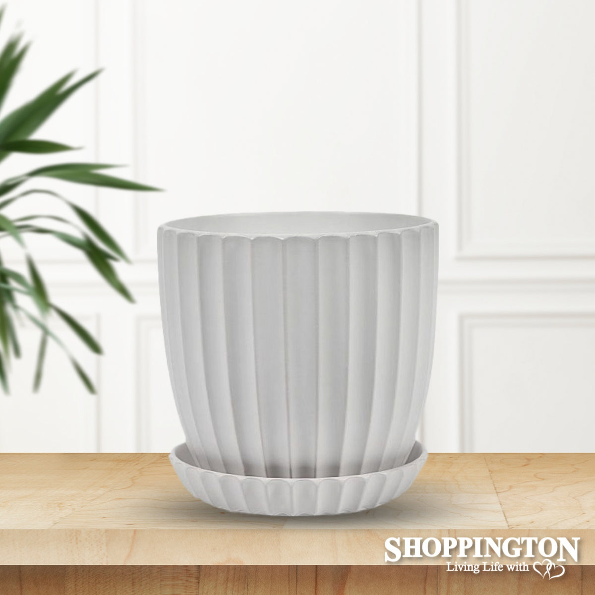 Pot Planter - Ridge Pot with Saucer – Shoppington